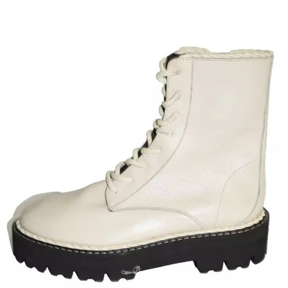 Aquatalia | Shoes | New Aquatalia Sadie Leather Combat Boots Ivory ...